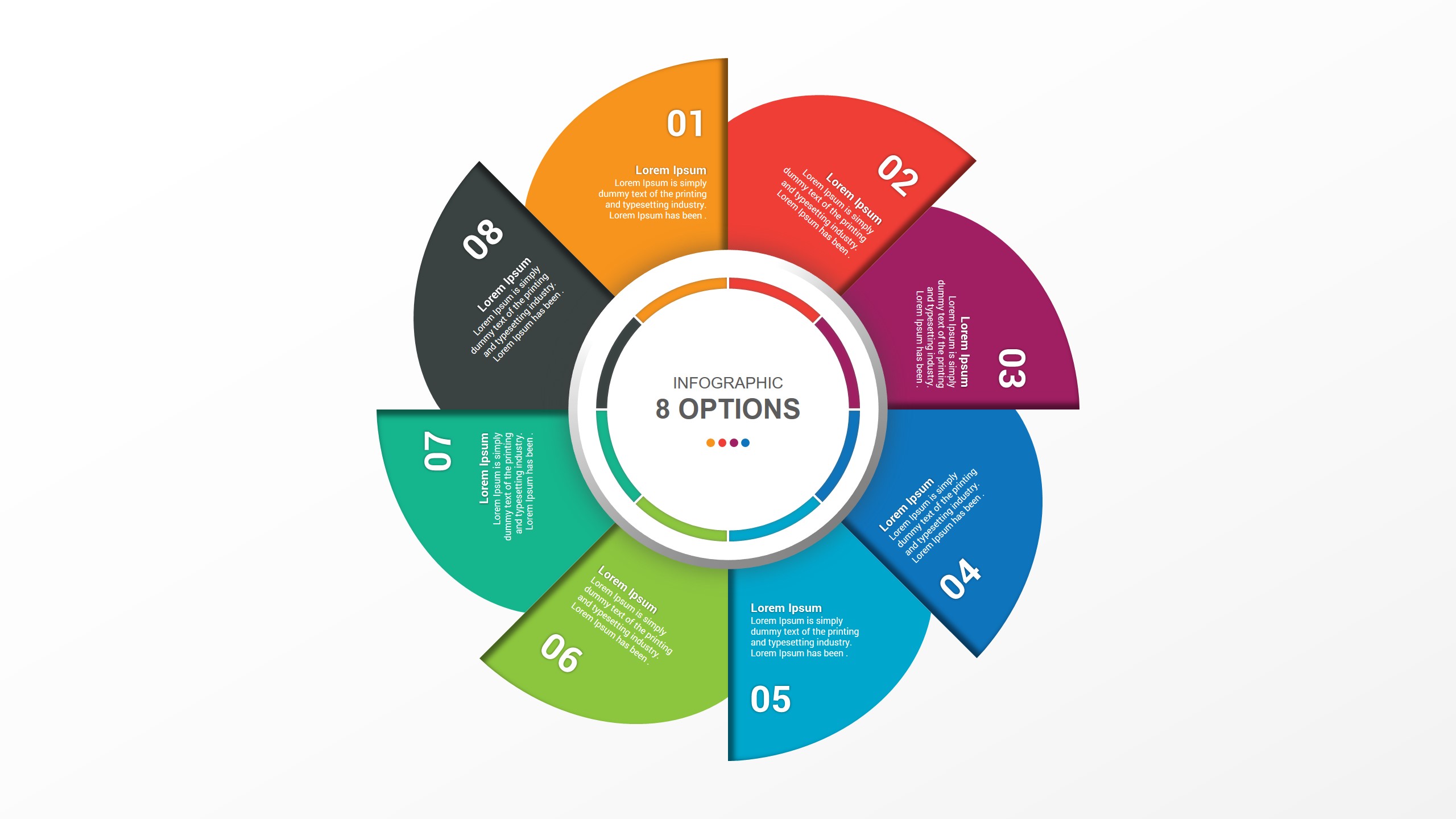 Free Colorful Circle Infographic With 8 Steps For PPT Template And 